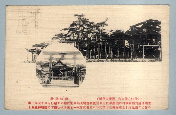 絵葉書 滋賀 近江八景 唐崎の夜雨 唐崎神社 田沢貼実逓便 カミモノネット 絵葉書切手類の販売と買取